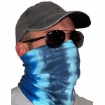 Blue Ocean Tie Dye Soft Cotton Neck Gaiter / Face Covering w/ Choice of ...