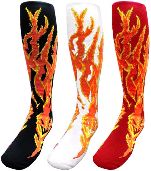 Burning Fire & Flames Knee High Athletic Socks available in 5 Sock ...