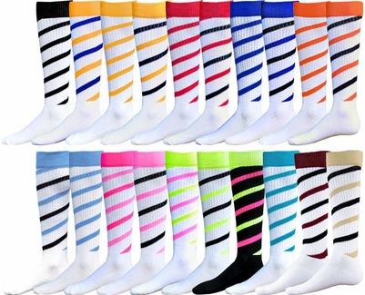 Colorful Candy Stripe Cyclone Knee High Athletic Socks - Lots of Color ...
