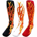 Burning Fire & Flames Knee High Athletic Socks available in 5 Sock ...
