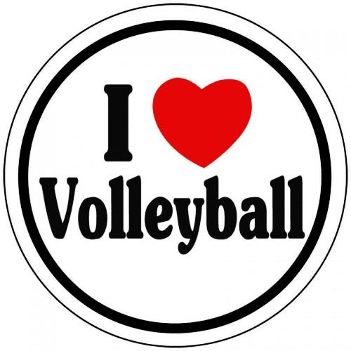 I Love Volleyball Round 3" Vinyl Decals with Bright Red Heart - Sport ...