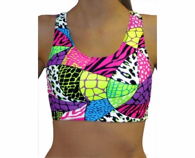 Bright & Colorful Jungle Safari Patchwork Pattern Spandex Athletic ...