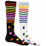 Colorful Stripes & Polka Dots Knee High Athletic Socks - 2 Color ...