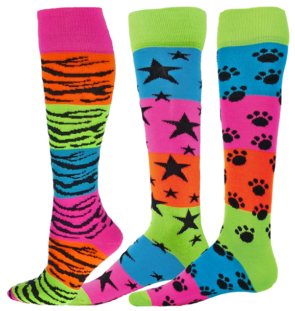 Rainbow Stripe Red-Lion Knee High Socks - Choice of Paws, Zebra/Tiger ...