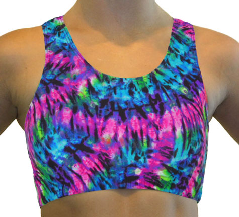 Colorful Neon Tie-Dye Pattern Spandex Athletic Sports Bra - Ladies ...