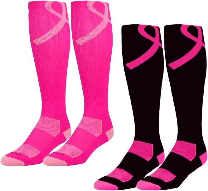 Pink Ribbon Breast Cancer Awareness Twin-City Knee High Socks in 2 ...