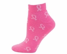 Pink Ribbon Cancer Awareness Bright Pink Ankle Socks - Footie & Ankle Socks