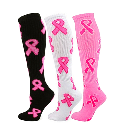 Breast Cancer Awareness Pink Ribbons Red-Lion Knee High Athletic Socks ...