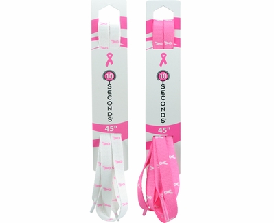 Breast Cancer Awareness Ribbon Shoelaces in Choice of Pink or White ...