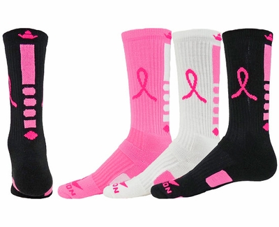 Pink Ribbon Elite Cancer Awareness Red-Lion LEGEND Crew Socks in 3 ...