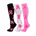 Breast Cancer Awareness Pink Ribbons Red-Lion Knee High Athletic Socks ...