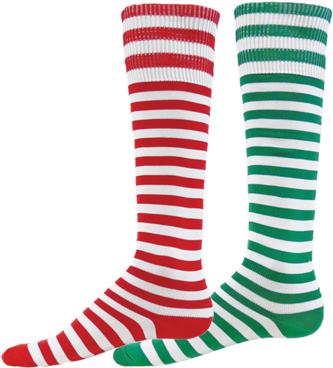 Mini-Hoop Red & Green Stripes Mis-Matched Holiday Knee High Socks (1 ...