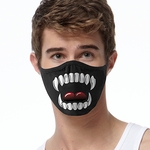 Big Vampire Teeth 2-Ply Face Mask in Choice of Fabric & Ear Loop Style ...