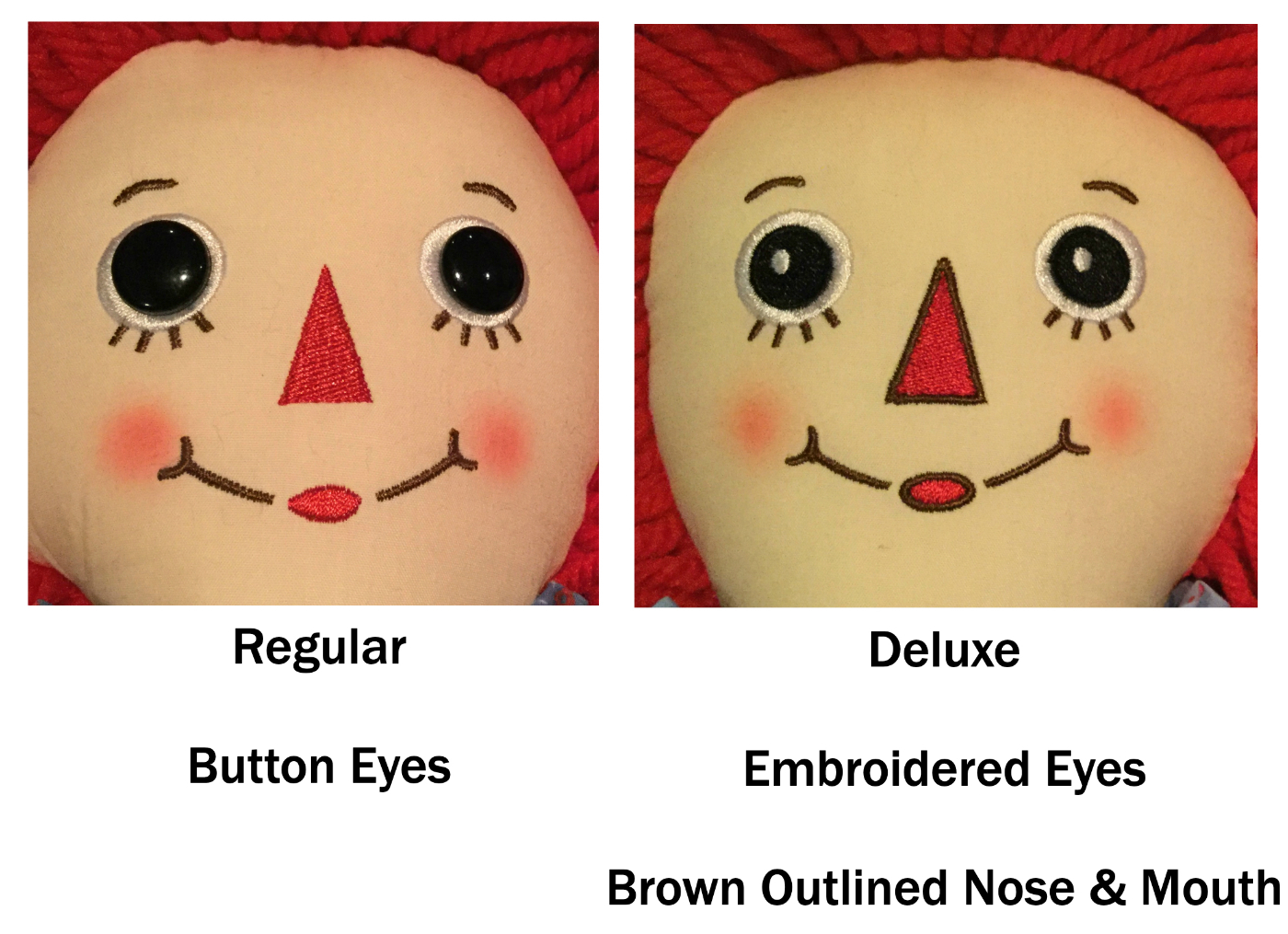 Deluxe 16" Raggedy Ann Doll with Embroidered Eyes and Removable Clothes