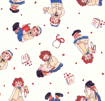 Dr. Raggedy Ann & Nurse Raggedy Andy Scrubs Fabric by Daisy Kingdom