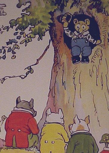 Gruelle Illustrated Card with Little Brown Bear in Tree