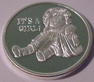 Raggedy Ann It's A Girl Sterling Silver Coin