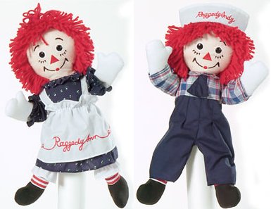 Raggedy Ann & Andy Dolls 16" / Hand Puppets by Applause
