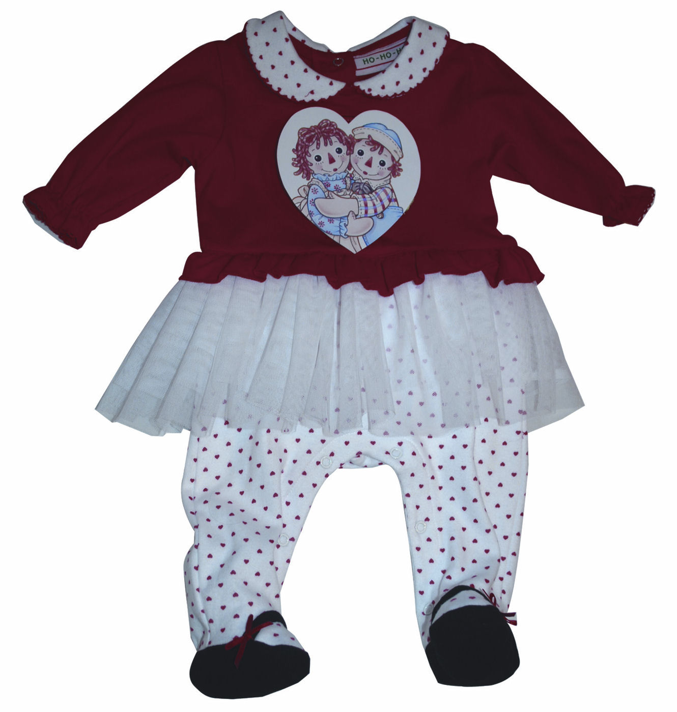 Raggedy Ann & Andy Hugging Heart Footed Onesie Tutu / Romper Outfit ...