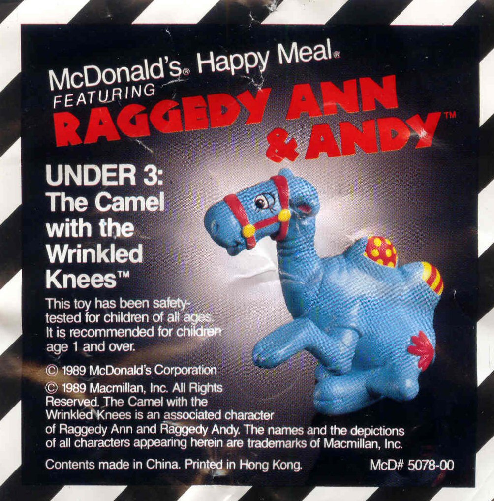 Raggedy Ann & Andy McDonald's Happy Meal Toy - Camel with the Wrinkled ...
