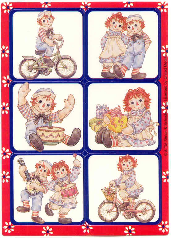 Raggedy Ann & Andy Party Stickers / Sticker Sheet