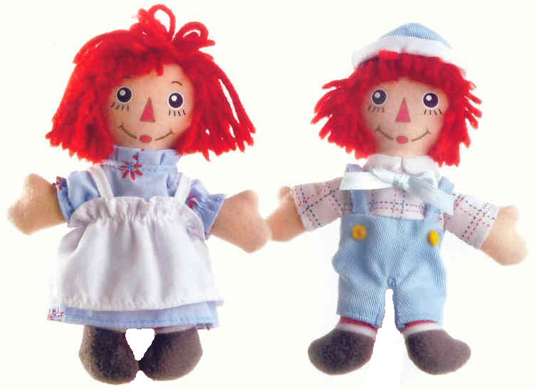 Raggedy Ann & Andy Puppet Dolls or Mini Dolls Pair by KenCraft