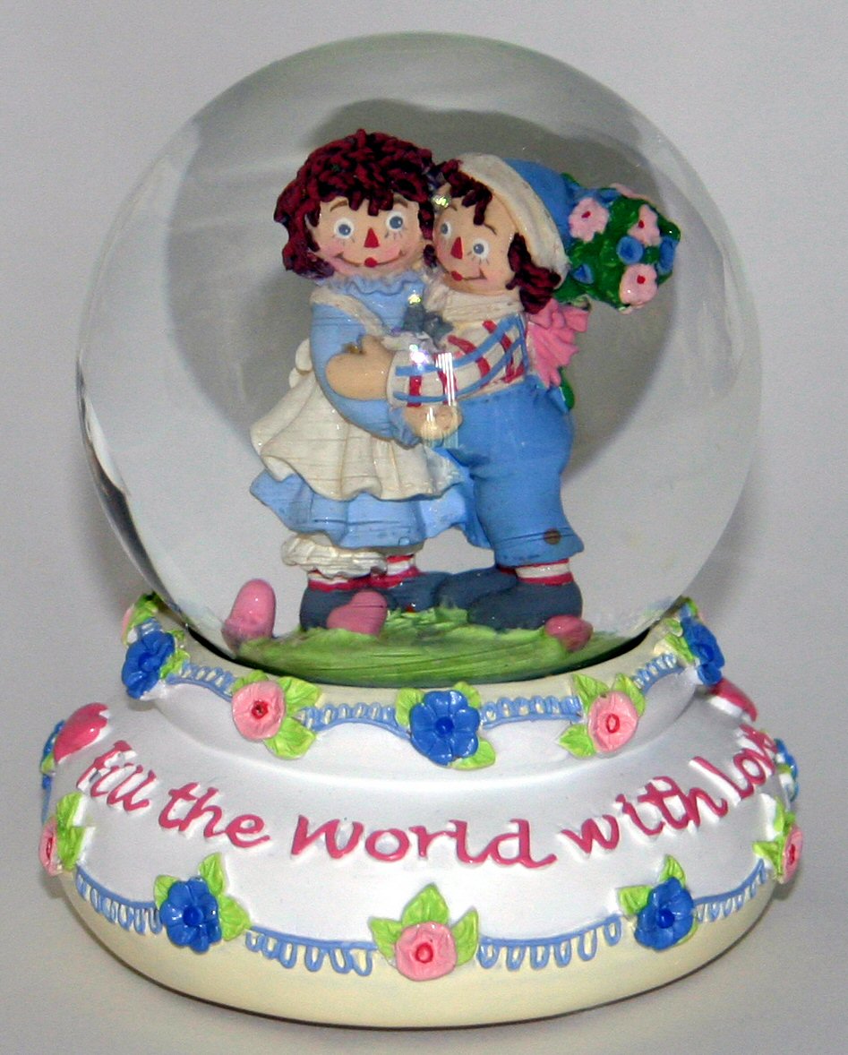 Raggedy Ann & Andy Waterglobe by RUSS® "Fill The World With Love"