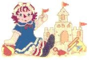 Raggedy Ann Building Sandcastles Cross Stitch Kit