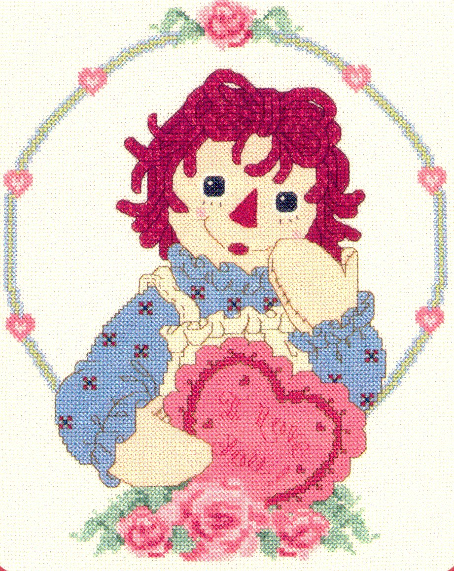 Raggedy Ann I Love You Cross Stitch Pattern Leaflet