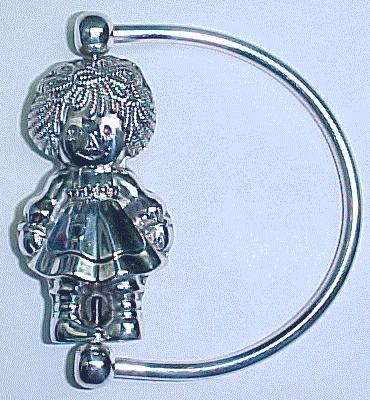 Silver Baby Raggedy Ann Rattle