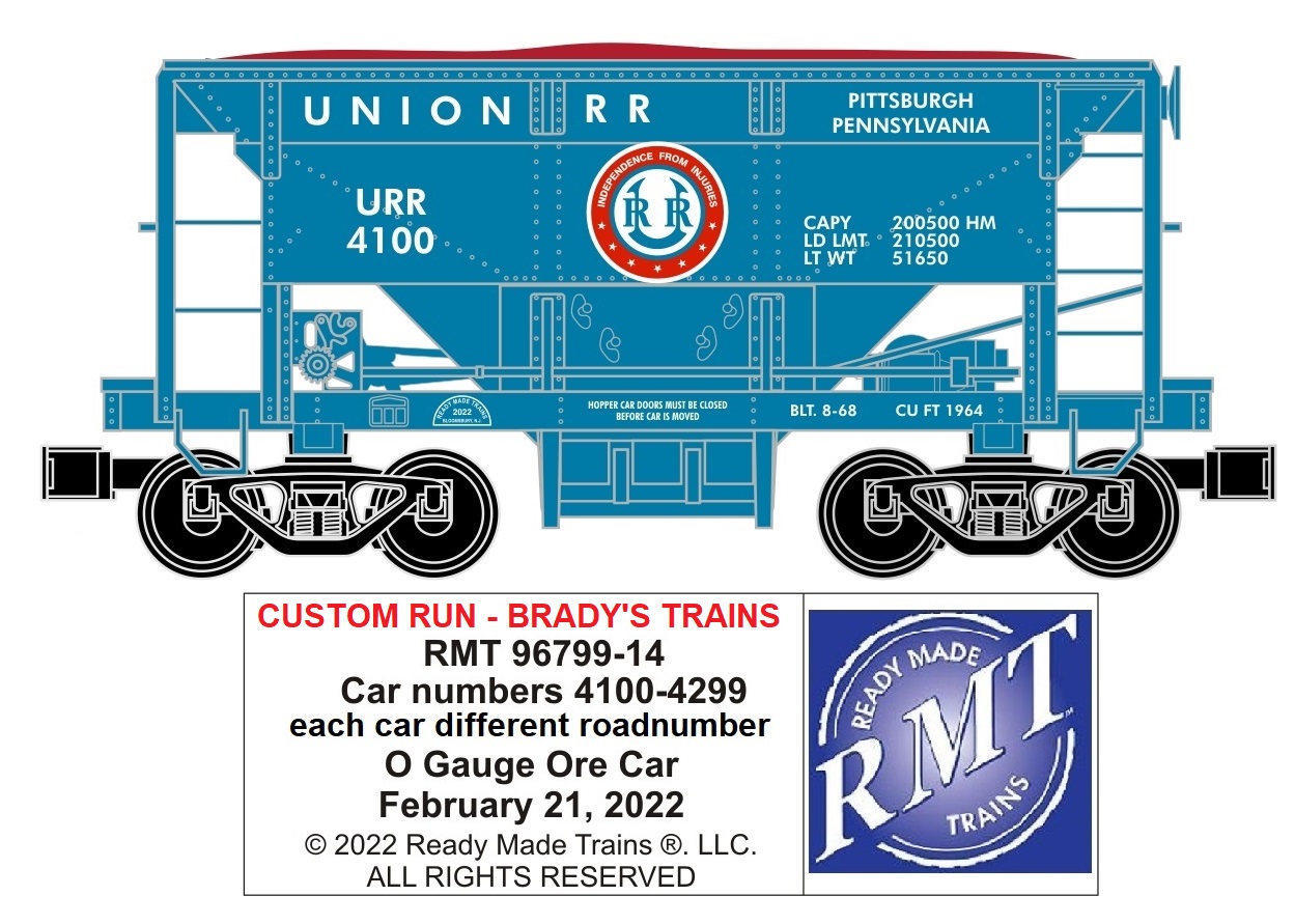 URR/UNION RAILROAD/ CUSTOM RUN Brady's Train Outlet, Greensburg, PA