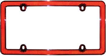 Chrome & Red Reflective License Plate Frame - CRU30436