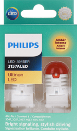 Philips 3157A Ultinon LED Amber Miniature Bulbs (Pair) - PHL3157ALED
