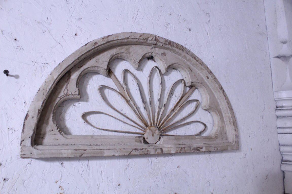 10" Vintage White Wood Architectural Wall hanging