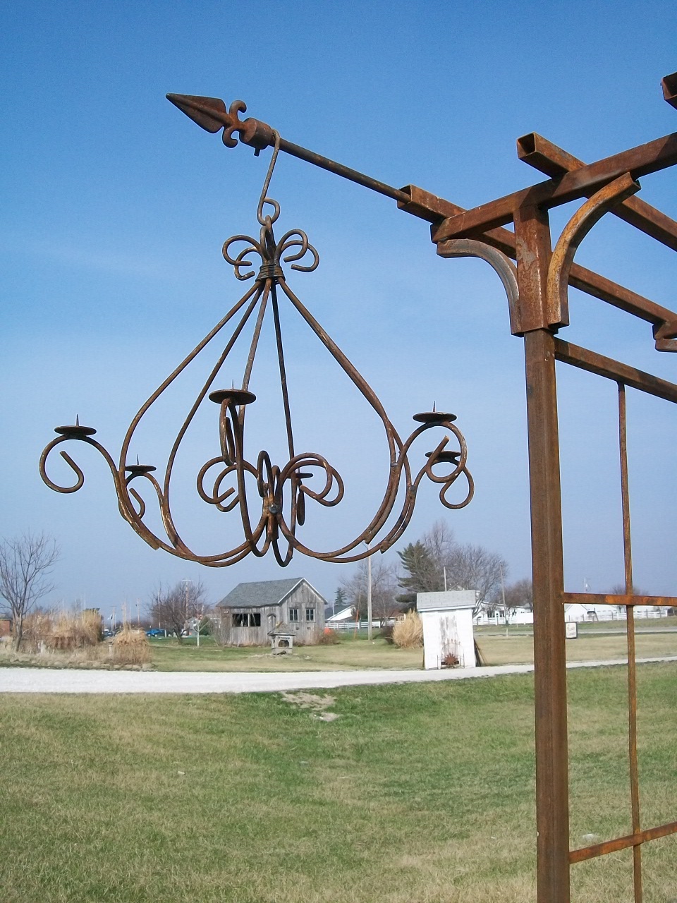 92"t Double Wide Wrought Iron Mission Arbor