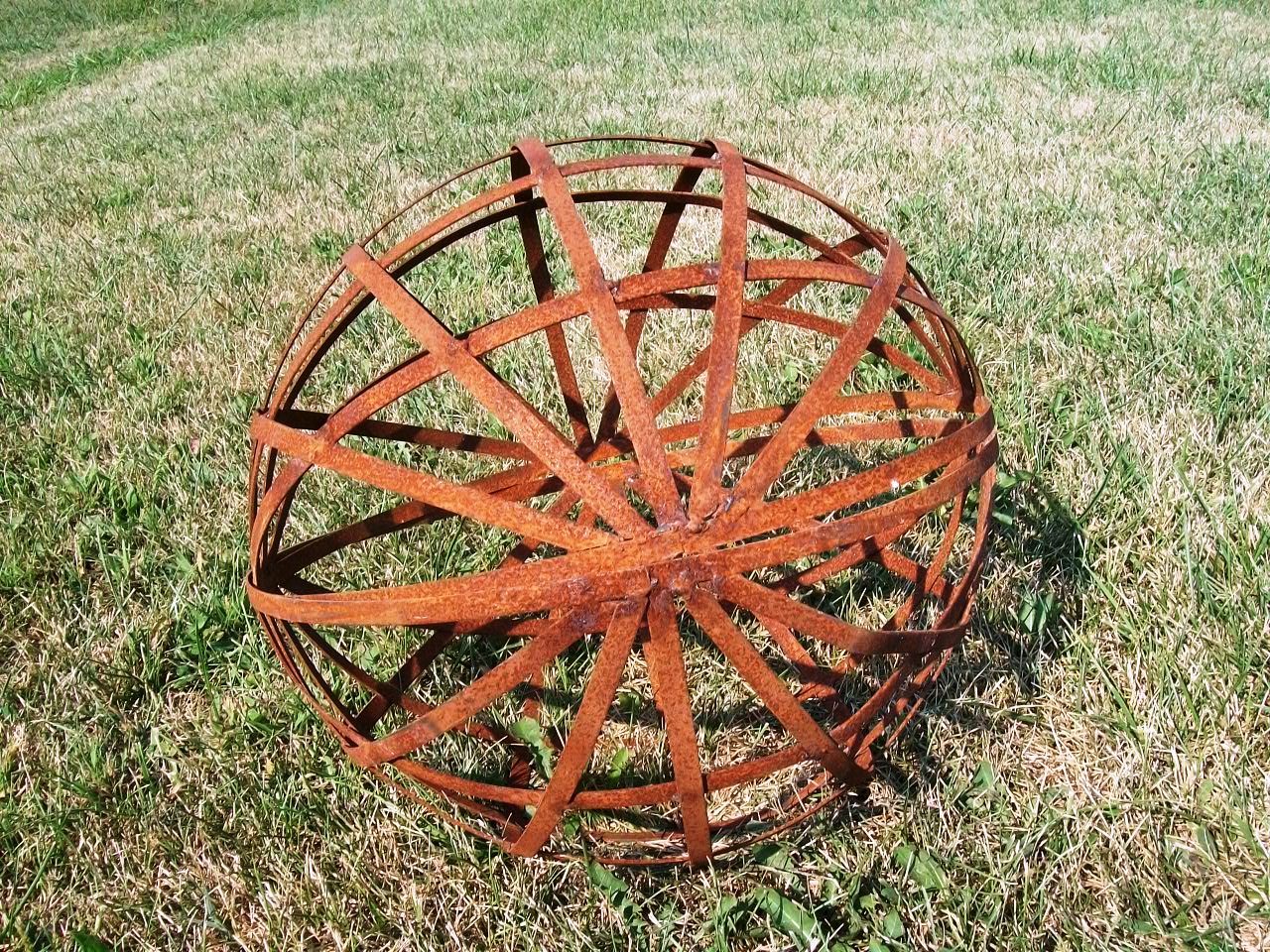12" Metal Strap Garden Ball - Wrought Iron Sphere