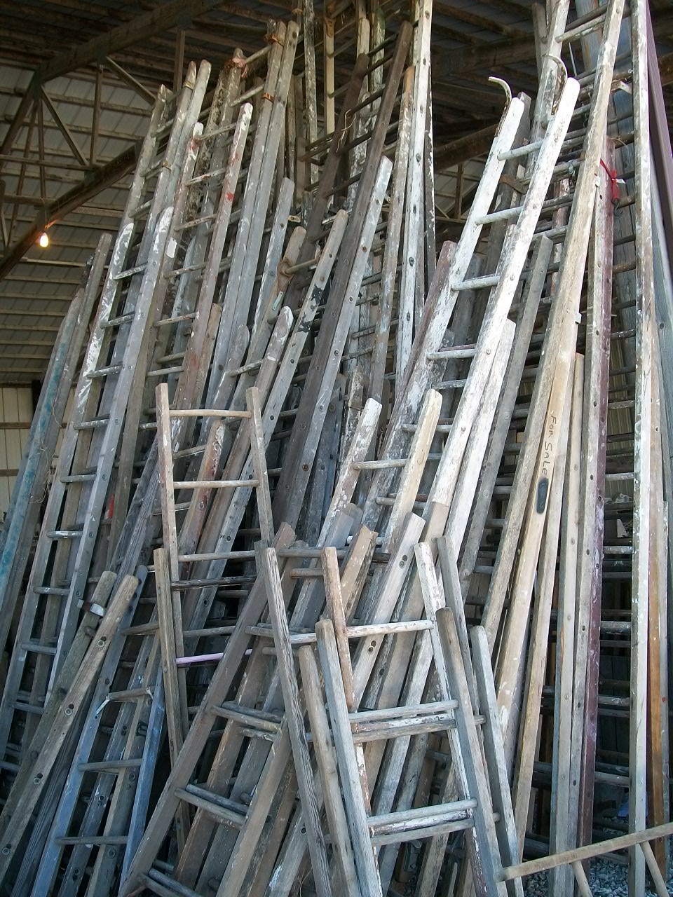 12 Rung Rustic Vintage Wooden Ladder