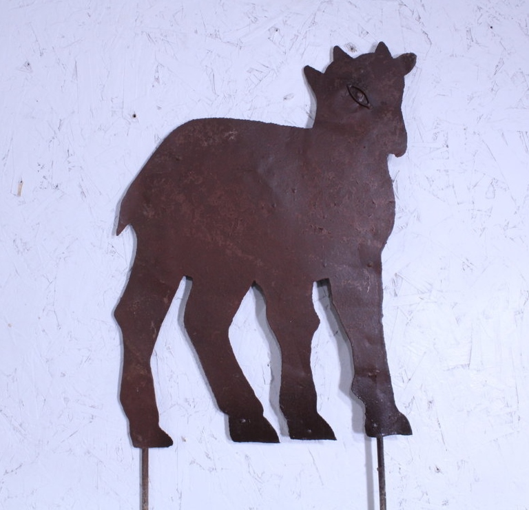 15" Metal Baby Goat Garden Stake Yard Decor