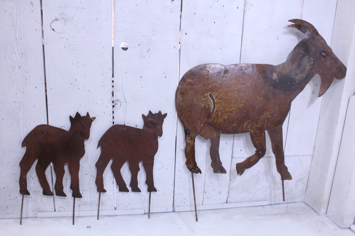 15" Metal Baby Goat Garden Stake Yard Decor