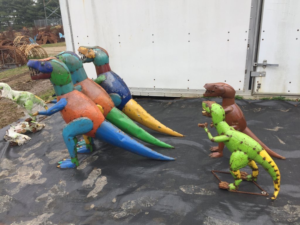 16" Recycled Metal Dinosaur Prehistoric Creature Yard Art