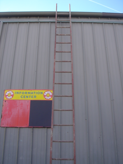 16 Rung Old Vintage Red Paint Ladder