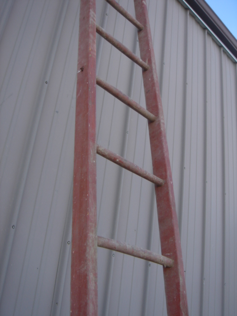 16 Rung Old Vintage Red Paint Ladder