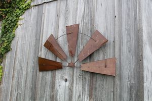 16" Small Rustic Metal Half Windmill Country Barn Wall Farm Decor