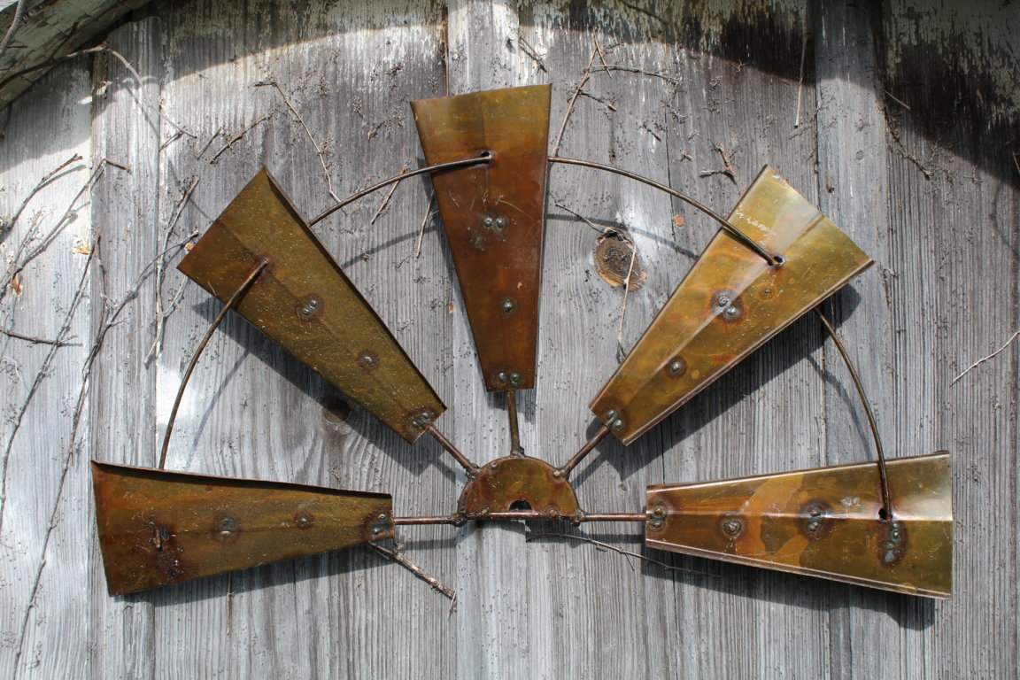 16" Small Rustic Metal Half Windmill Country Barn Wall Farm Decor