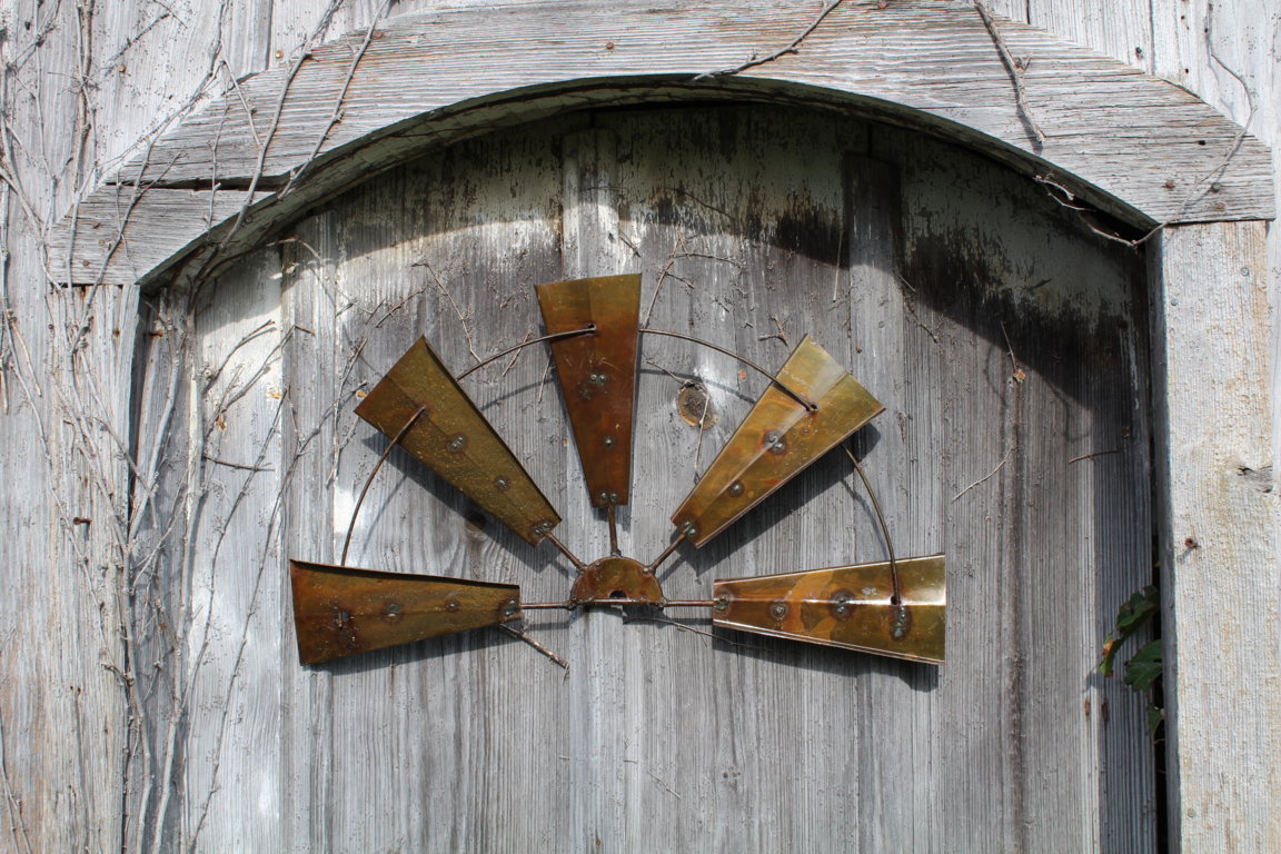 16" Small Rustic Metal Half Windmill Country Barn Wall Farm Decor