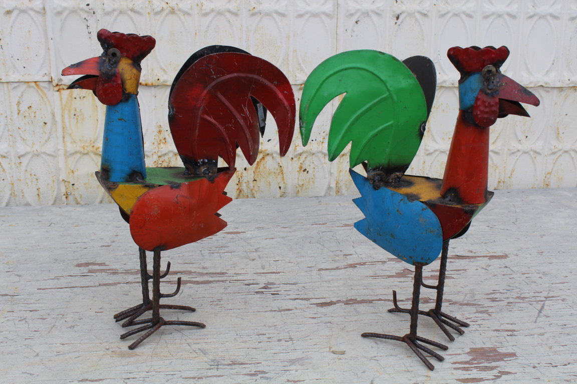 17.5" Small Recycled Metal Rooster
