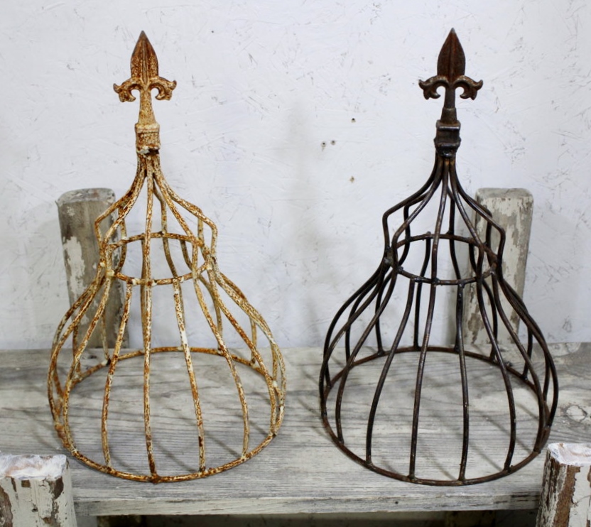 17" Wrought Iron Egyptian Topiary with Finial Flower Trellis