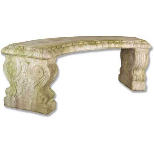 18" Fiber Stone Curved Garden Bench Lawn Decor