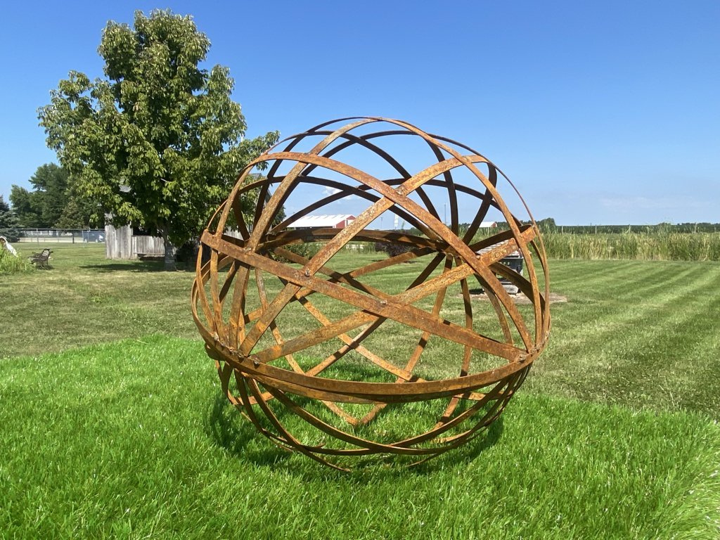 18" Metal Strap Ball - Wrought Iron Garden Sphere