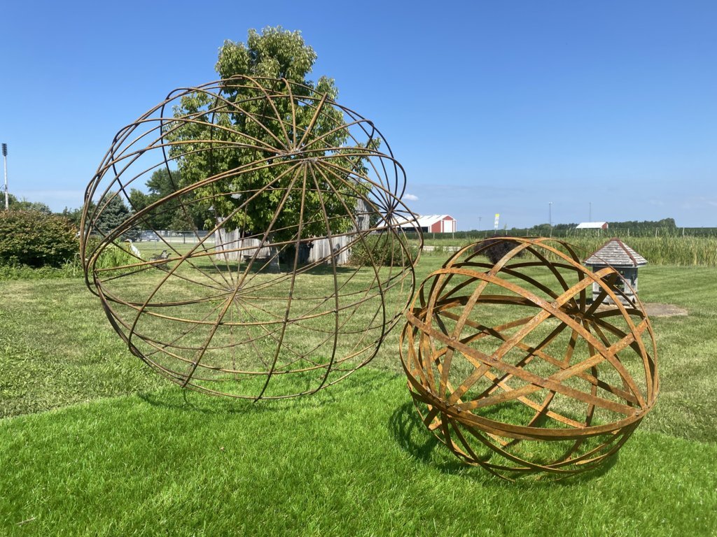 18" Metal Strap Ball - Wrought Iron Garden Sphere